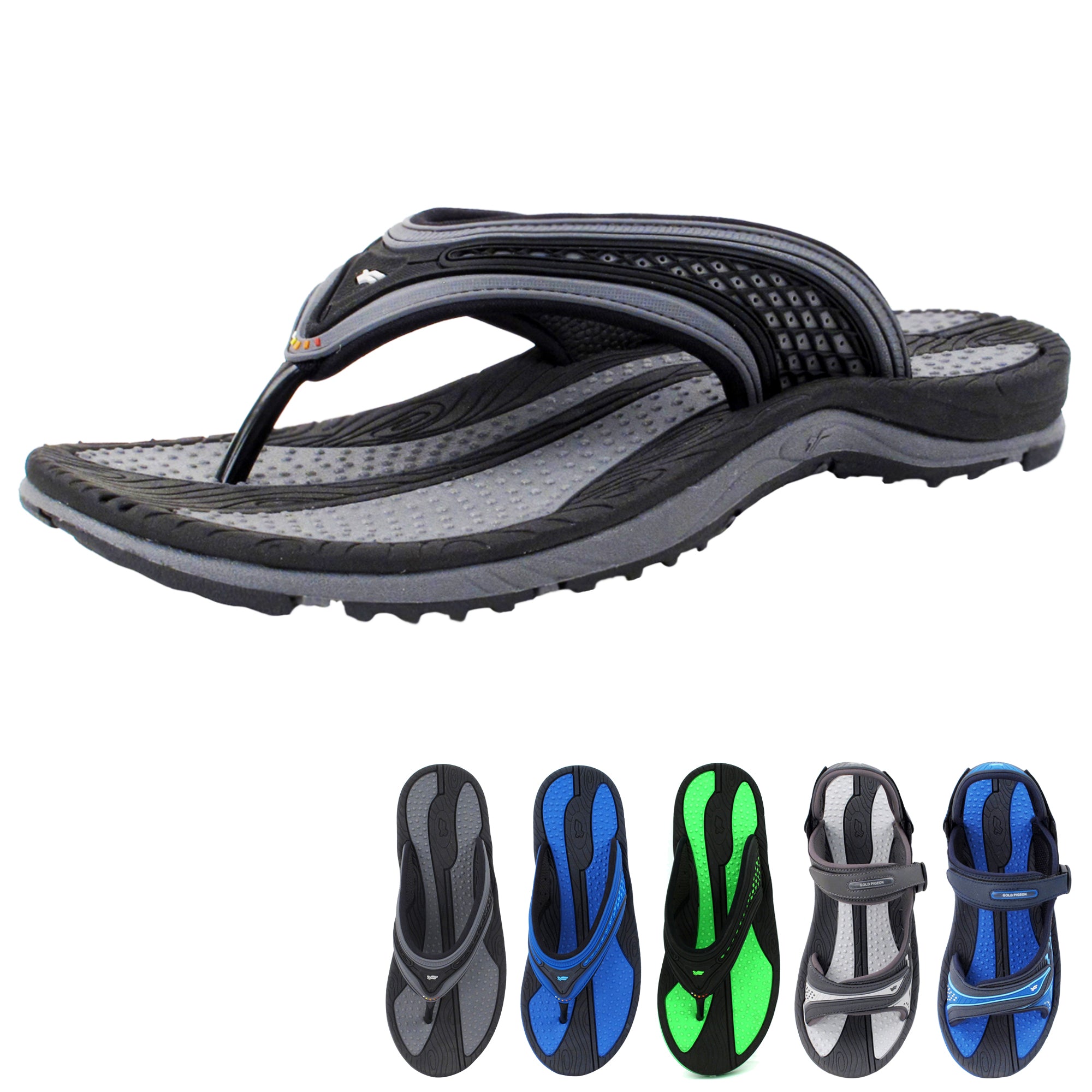 Signature Flip Flops – Gold Pigeon Shoes