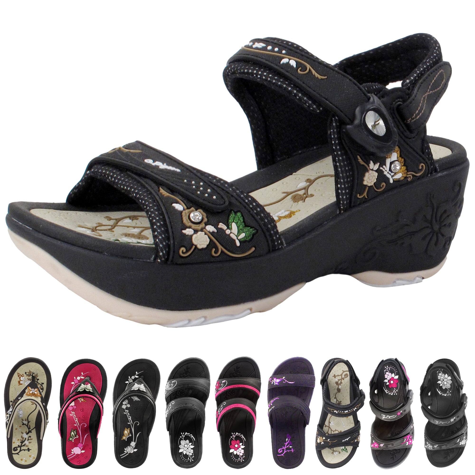 Wedge Sandals – Gold Pigeon Shoes