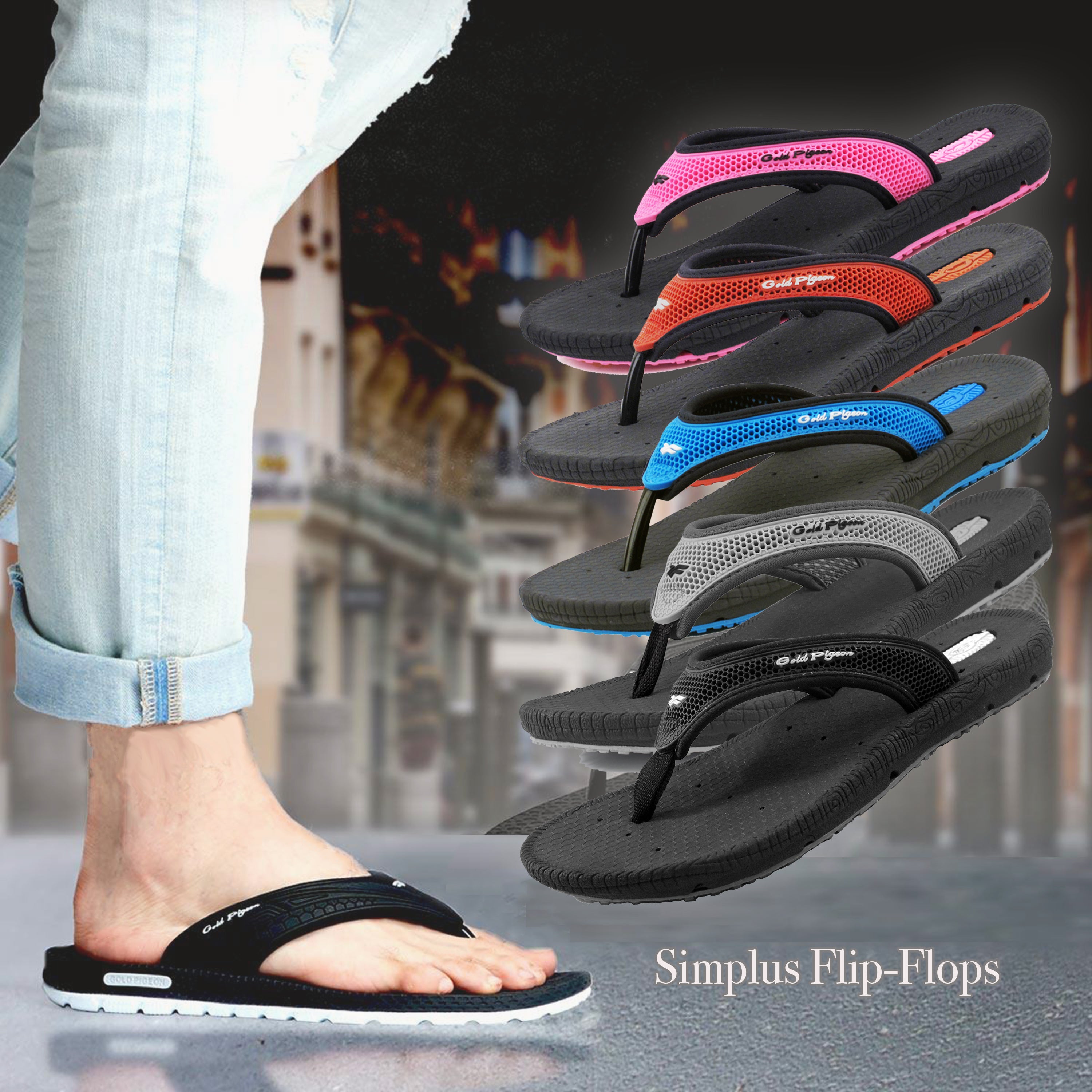 Simplus Flip-Flops – Gold Pigeon Shoes